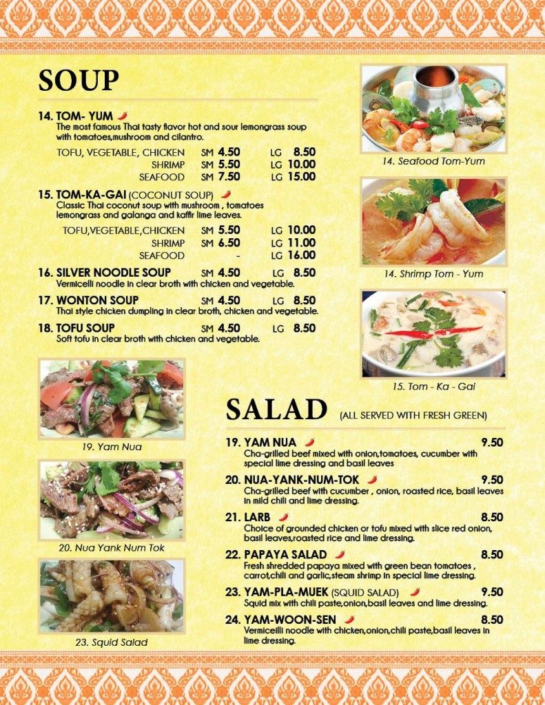 Menu | Basil Thai Cooking